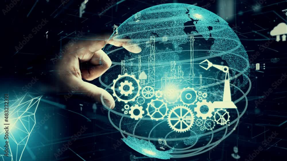 Futuristic industry 4.0 and inventive mechanized engineering concept ...