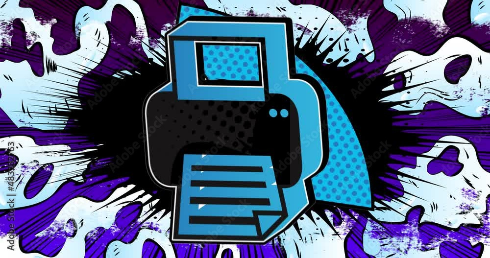 Printer icon, sign. Print, printing business concept. Motion poster. 4k ...