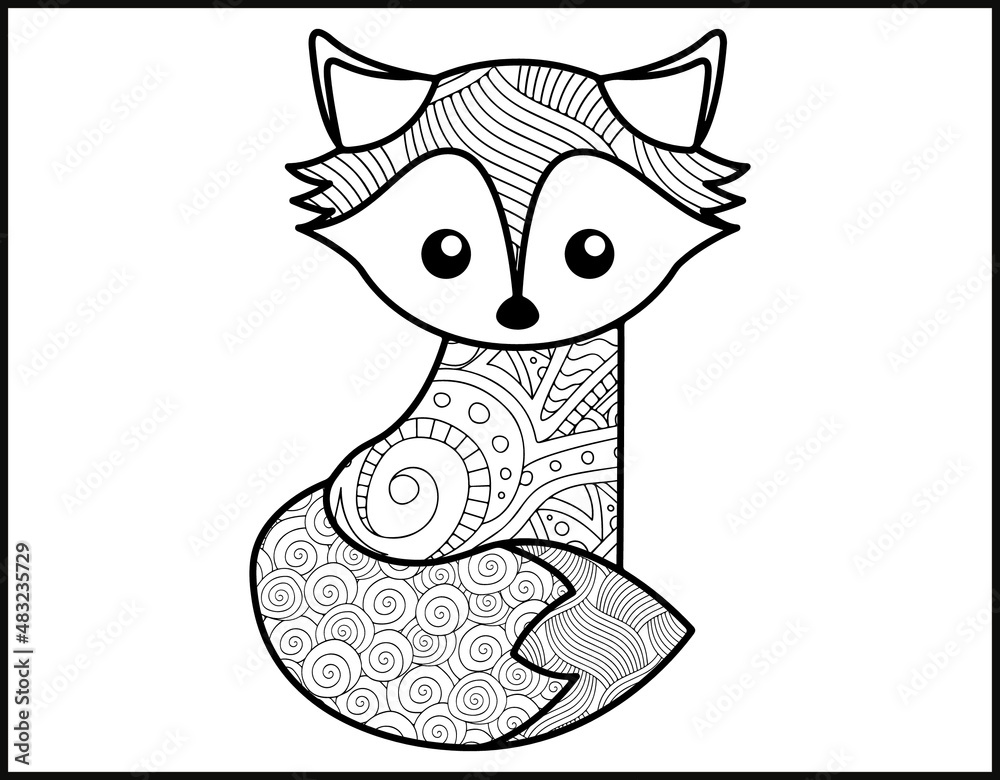 fox Mandala vector and coloring page, animal coloring page for ad Stock ...