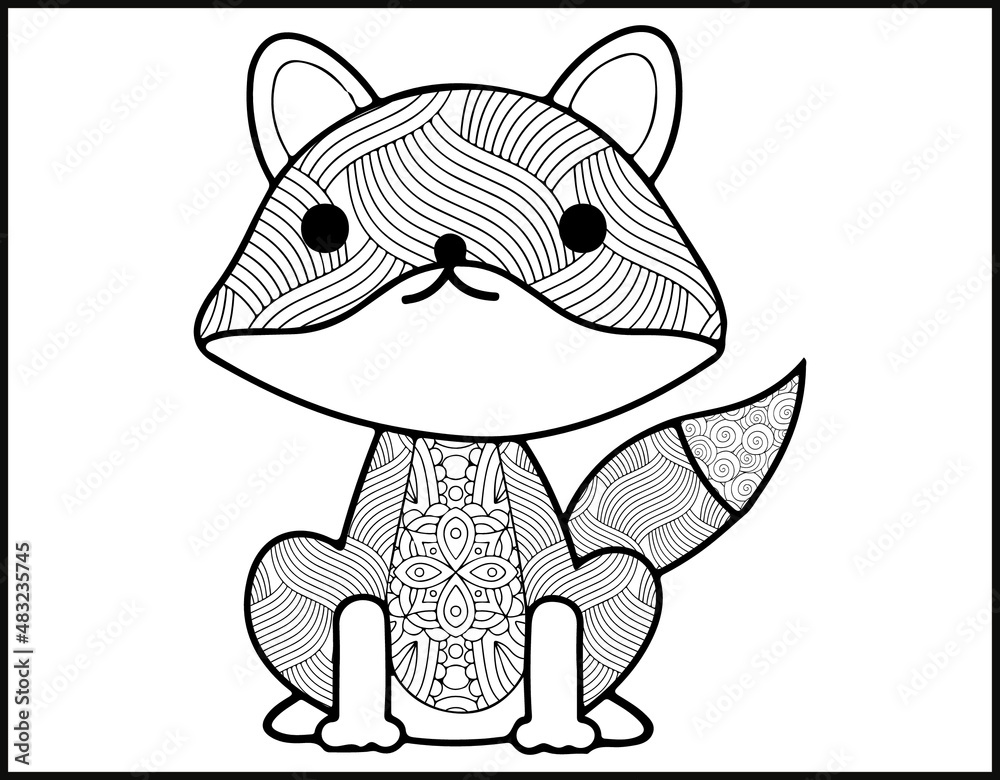 fox Mandala vector and coloring page, animal coloring page for ad Stock ...