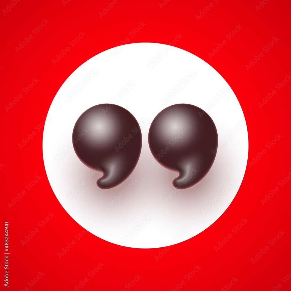 3d quote realistic render design in cute cartoon style volumetric icons ...