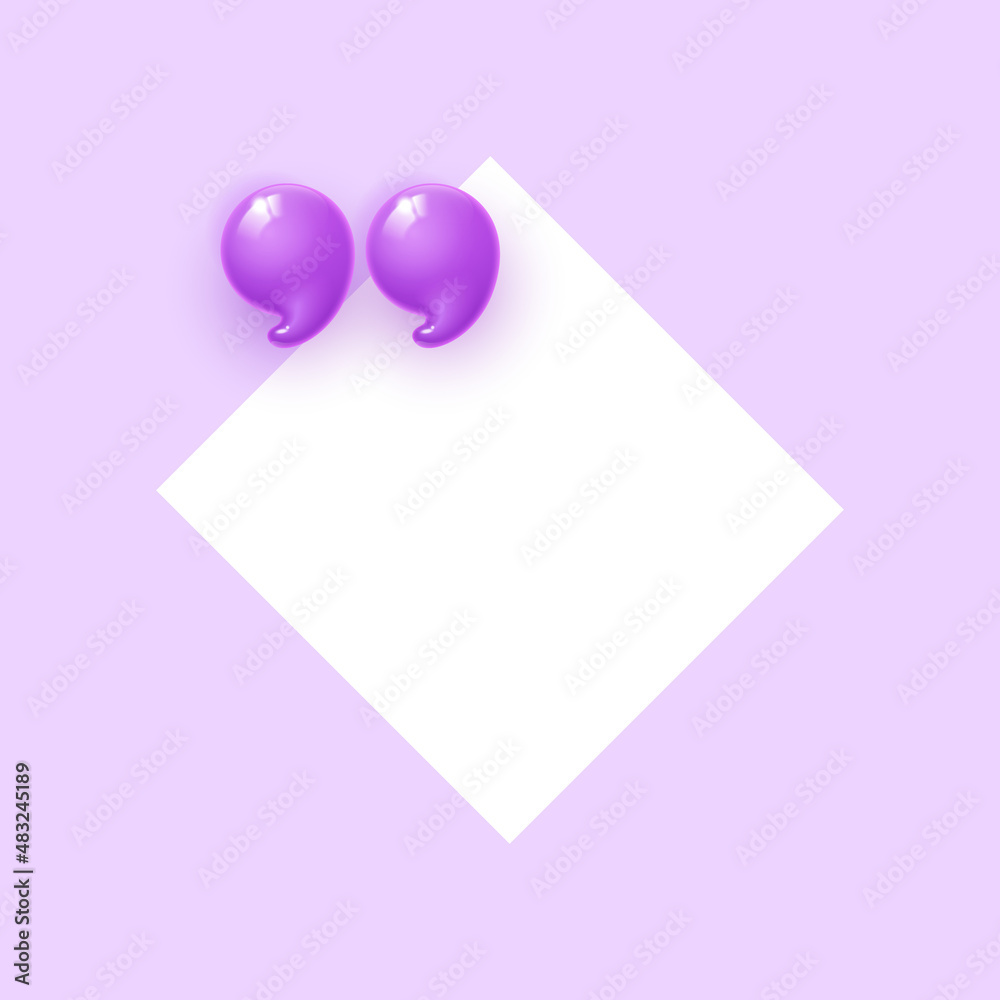 3d quote realistic render design in cute cartoon style volumetric icons ...