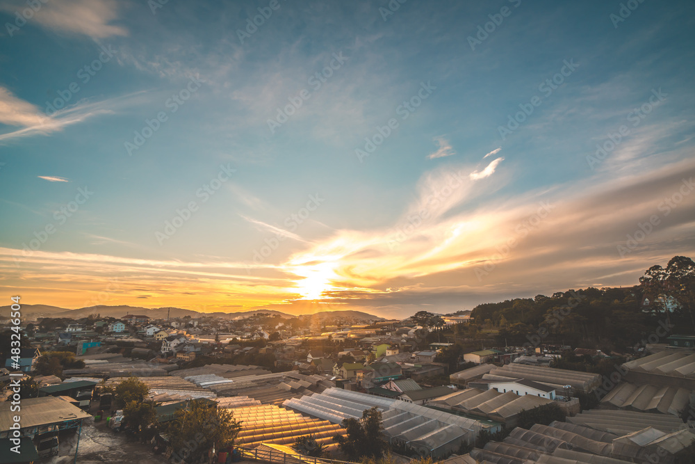 Amazing sunset with digital lens flare at Chao coffee. Famous View In ...
