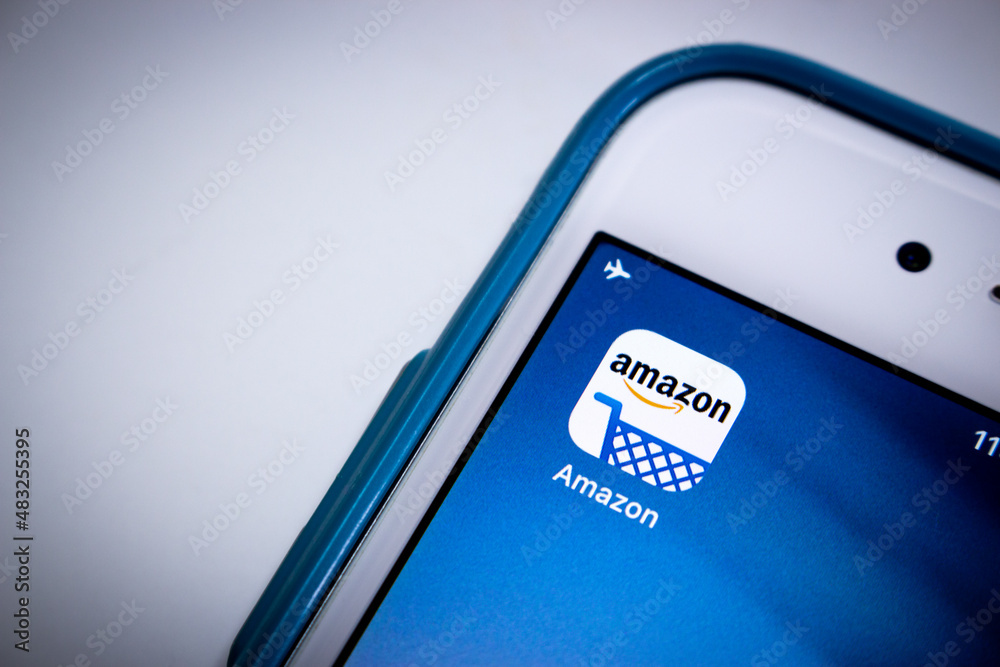 Kumamoto, Japan - Aug 3 2020 : Isolated Amazon app on on iPhone screen ...