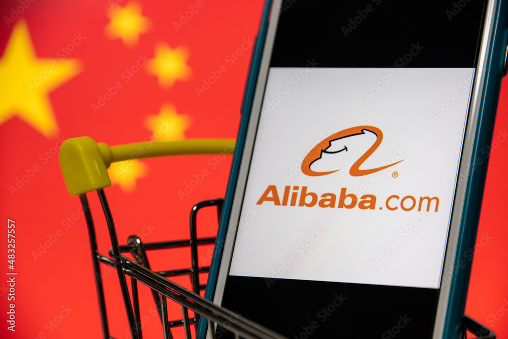 Kumamoto / JAPAN - Oct 3 2020 : Alibaba.com logo on iPhone in cart with ...