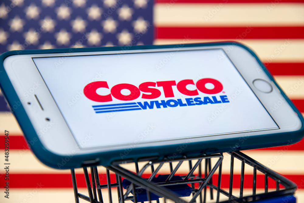 Kumamoto / JAPAN - Oct 3 2020 : Costco logo on iPhone in cart with US ...