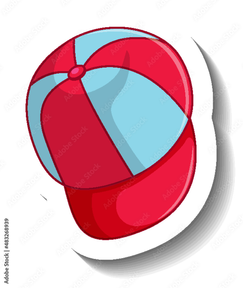 Red blue baseball cap in cartoon style Stock Vector | Adobe Stock