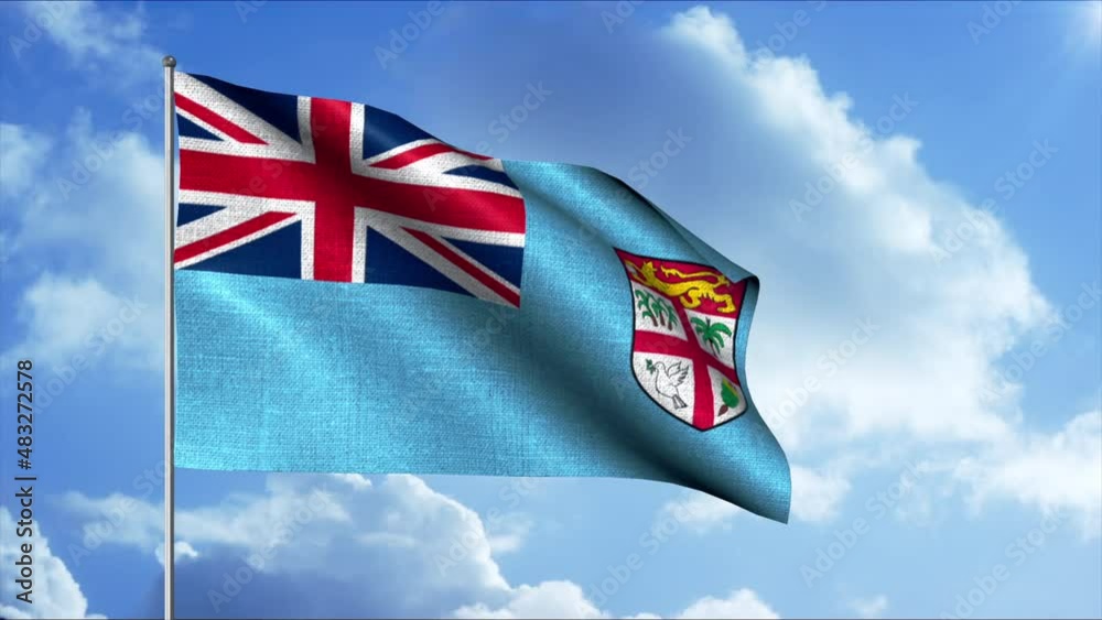Vídeo do Stock: Fijian flag waving in the wind shows fiji symbol of ...