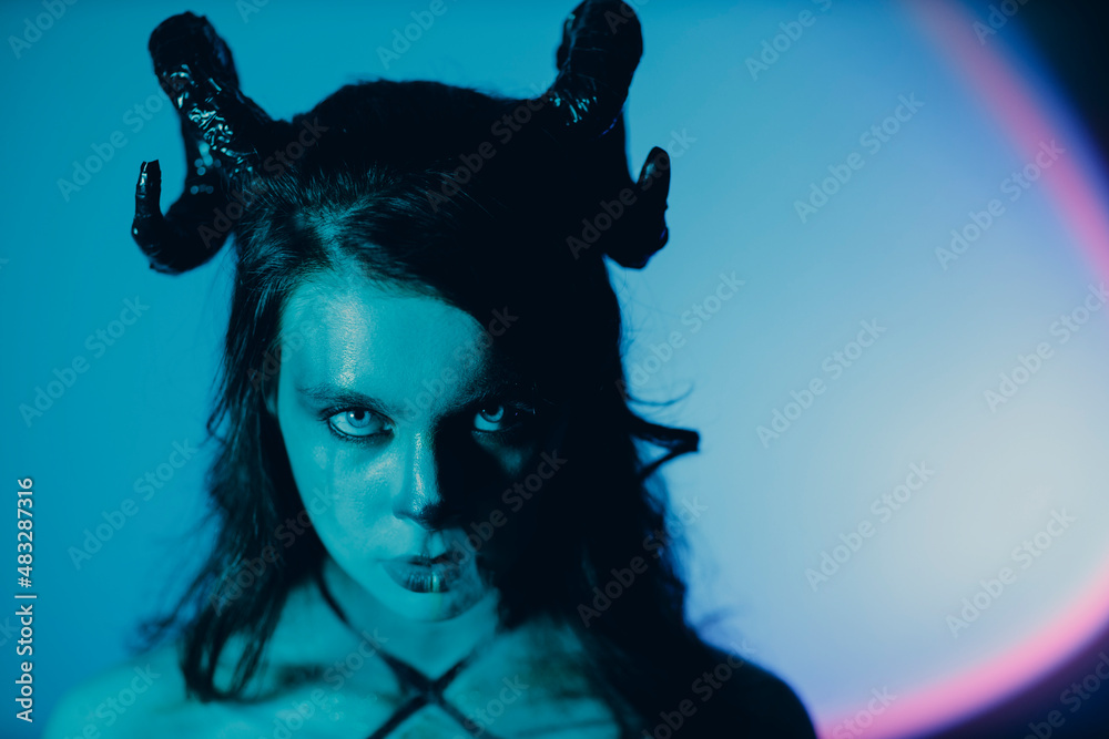 Evil woman with makeup zodiac signs of Capricorn or Aries or Taurus ...