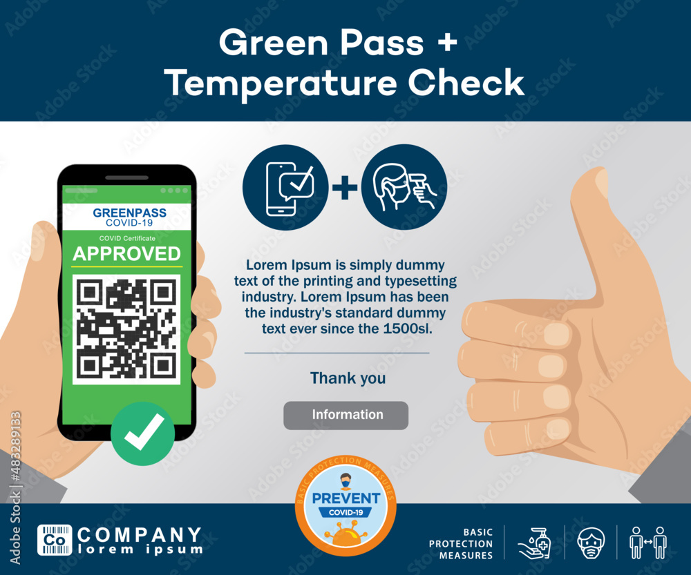 GREEN PASS TEMPERATURE CHECK COVID-19. European Union Certificate ...