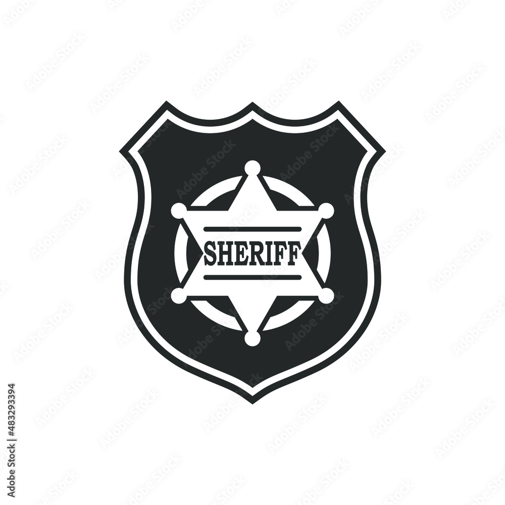 Sheriff star graphic sign. Sheriff emblem isolated on white background ...