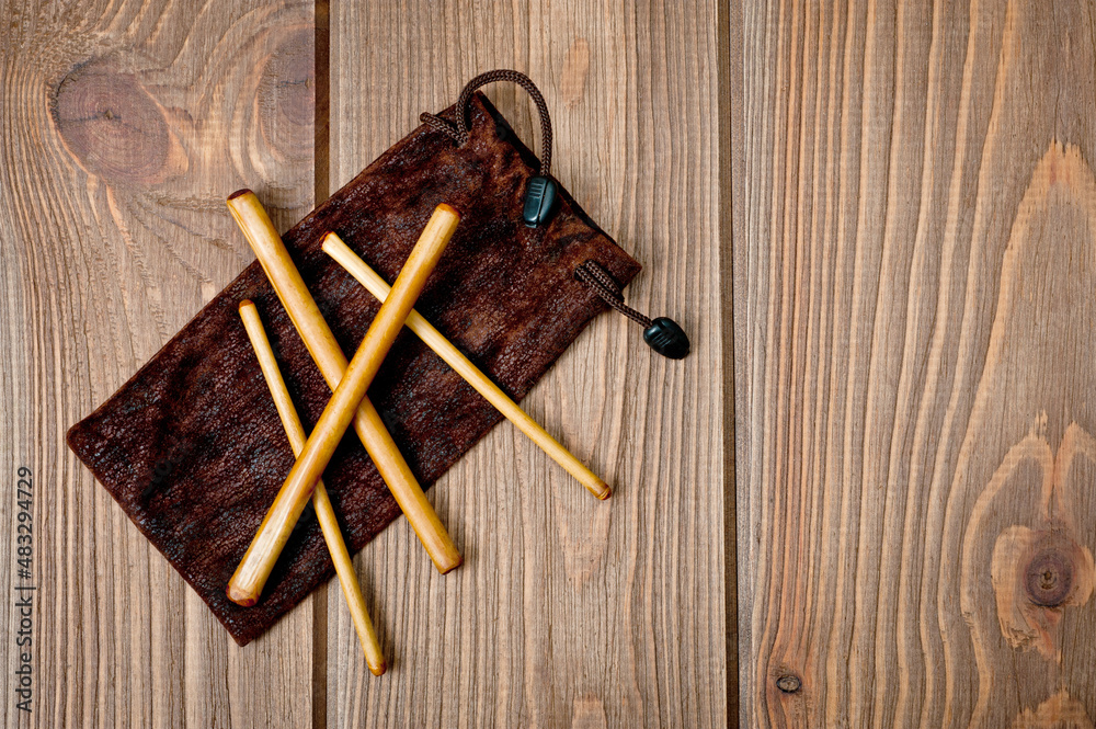Four bamboo sticks to massage the face and other parts of the body ...