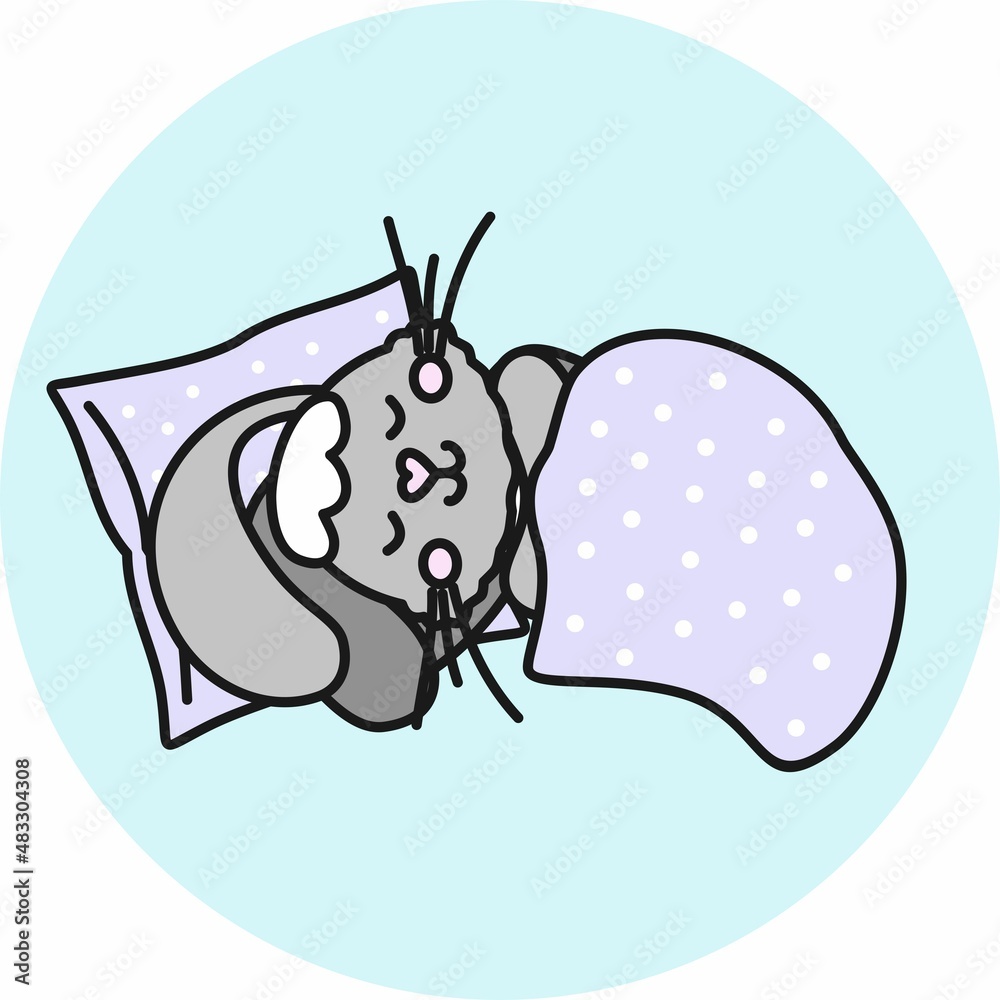 Cute cartoon bunny. Sleeping bunny-rabbit. Template for posters, cards ...
