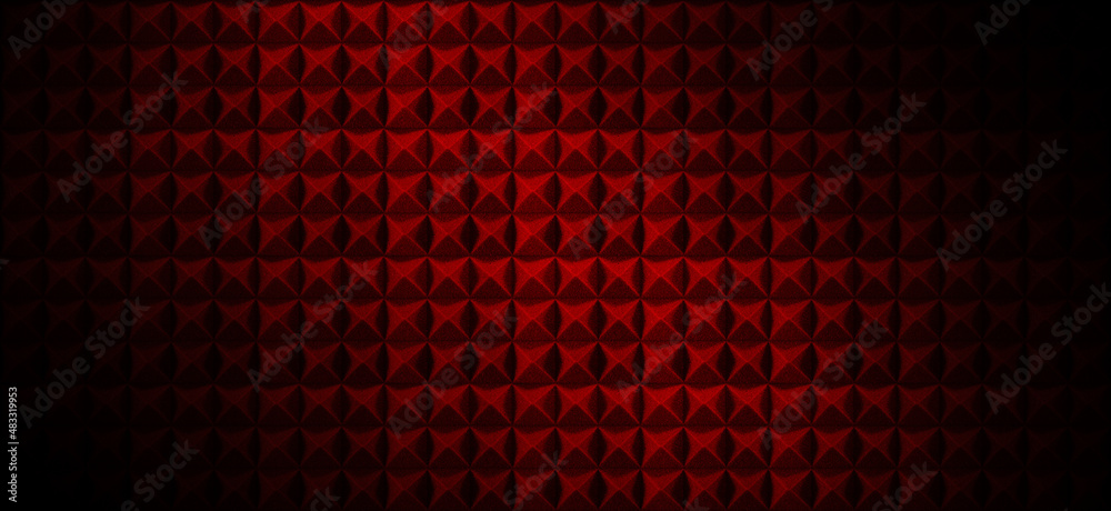 Red soundproof background. Acoustic faom texture with red lighting ...