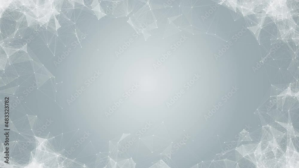 Network connection and polygons frame on grey background 4K seamless ...