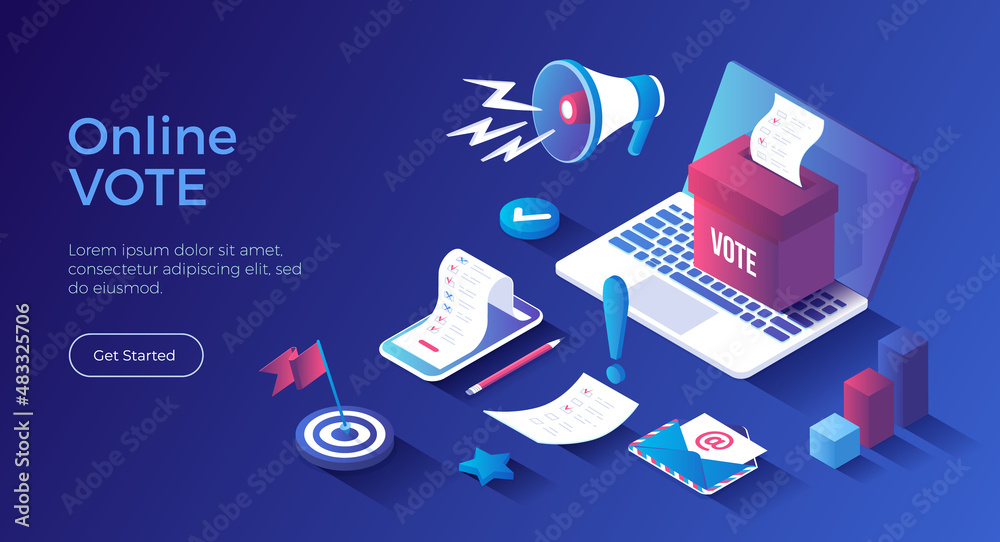 Online voting. E-voting, election internet service, online choice ...