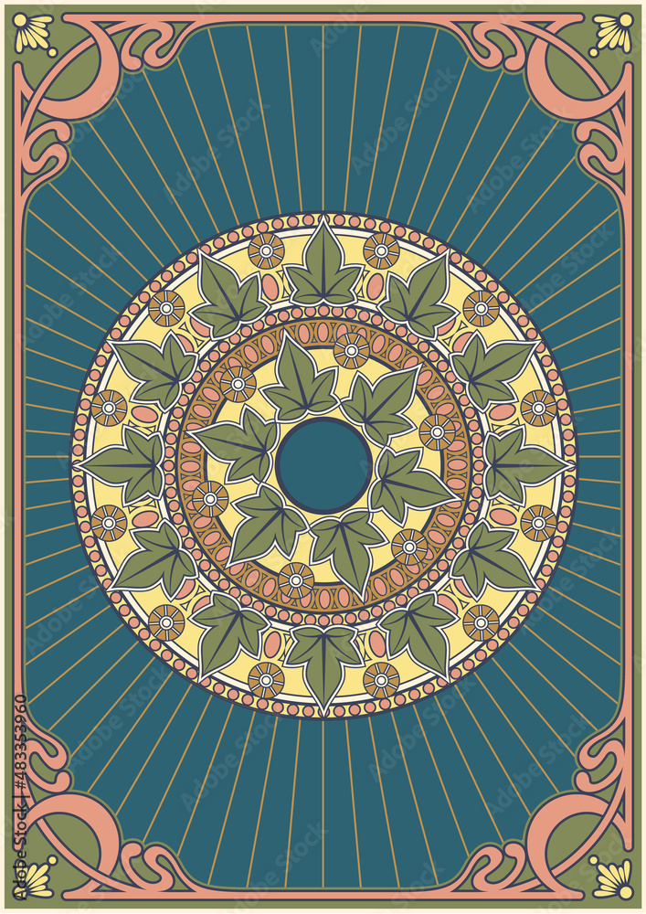 Art Nouveau Style Background, Frame. Vector Template for 1900s Style ...