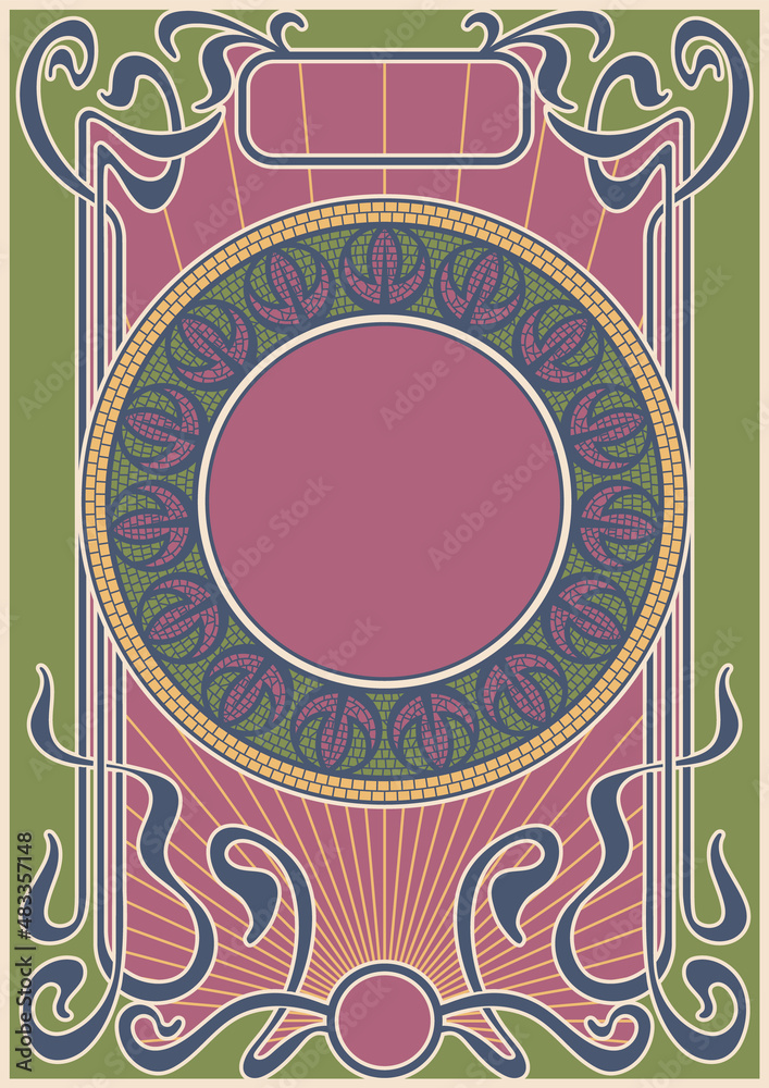 Art Nouveau Frame, Background. Vector Template for 1900s - 1920s Style ...