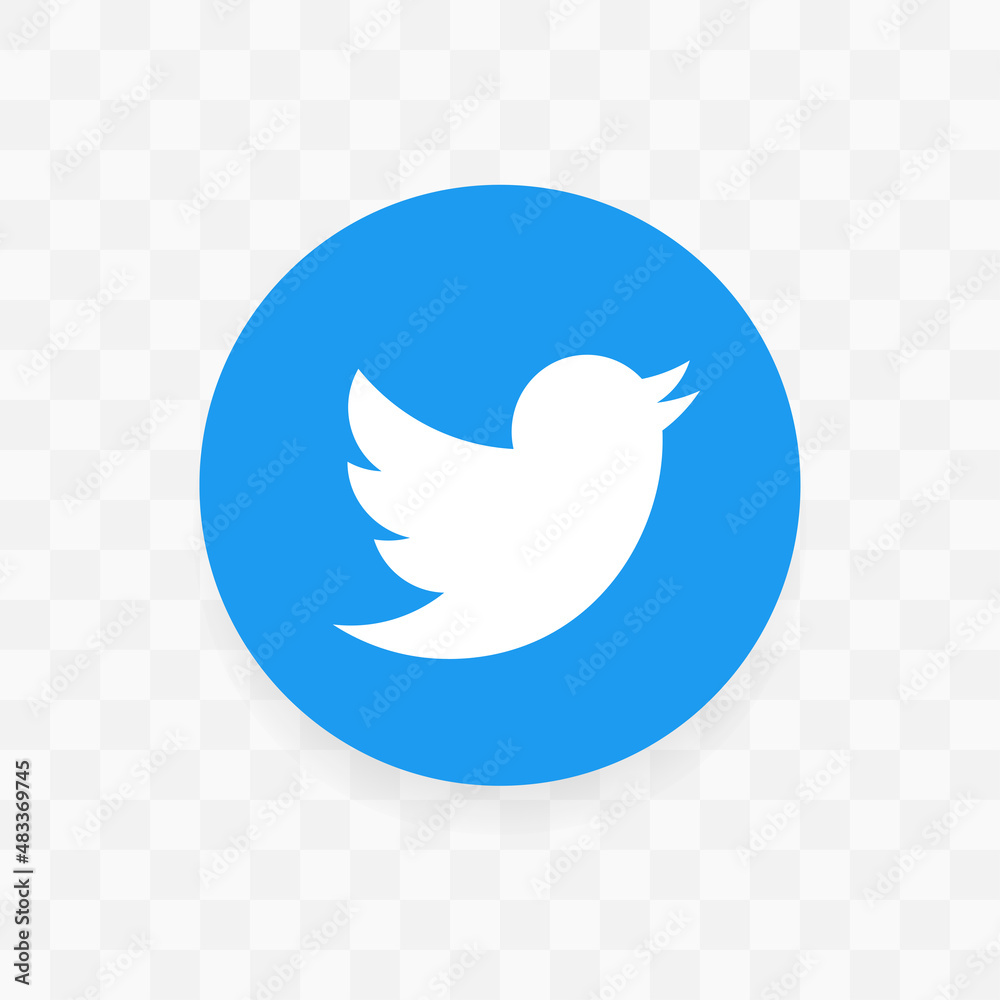Twitter logo. Round icon. Light blue color 2022 updated. Stock ...