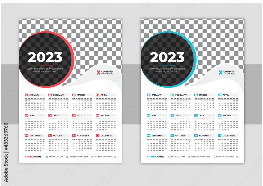 Print Ready One Page wall calendar template design for 2023, Week ...