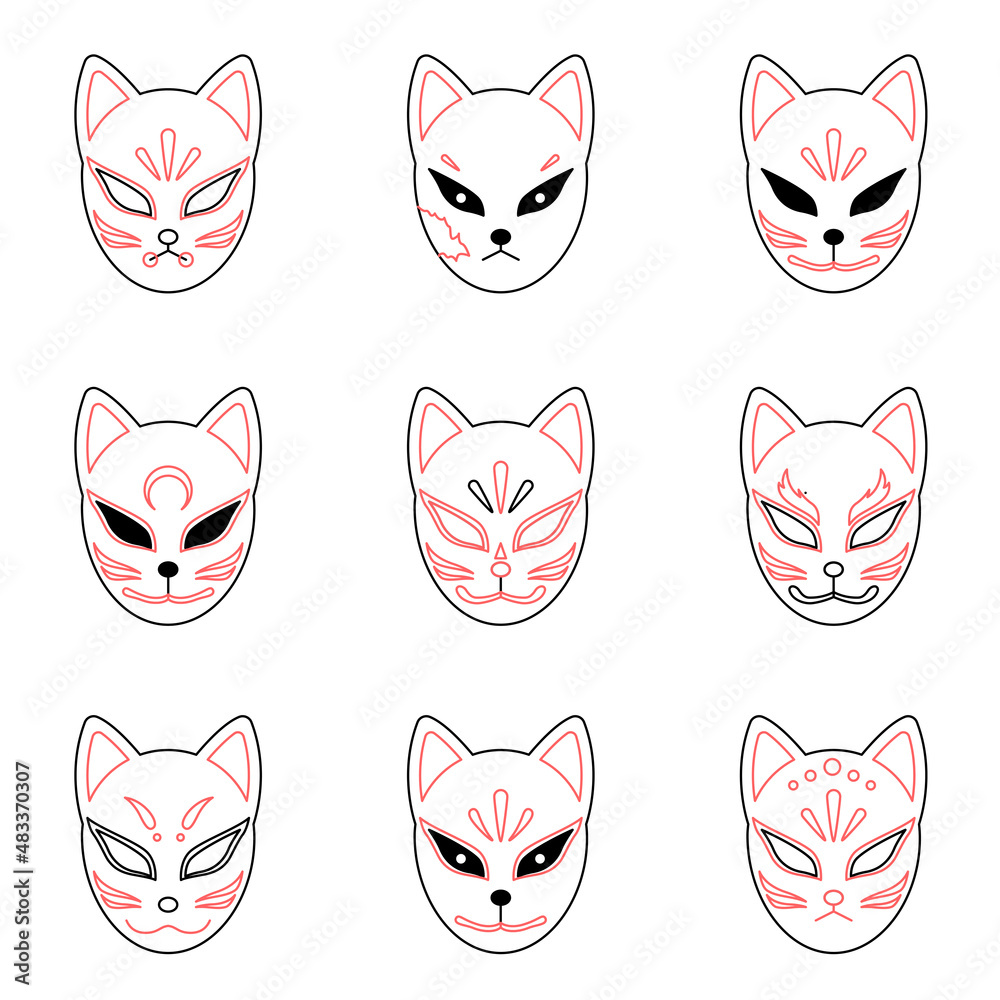 Japan devil fox mask, japan kitsune mask, Japan mask, oni mask, devil ...
