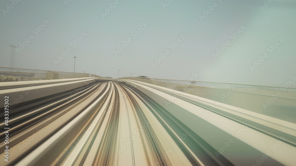 Metro In Dubai, United Arab Emirates. FPV POV At Fast Speed Drive ...