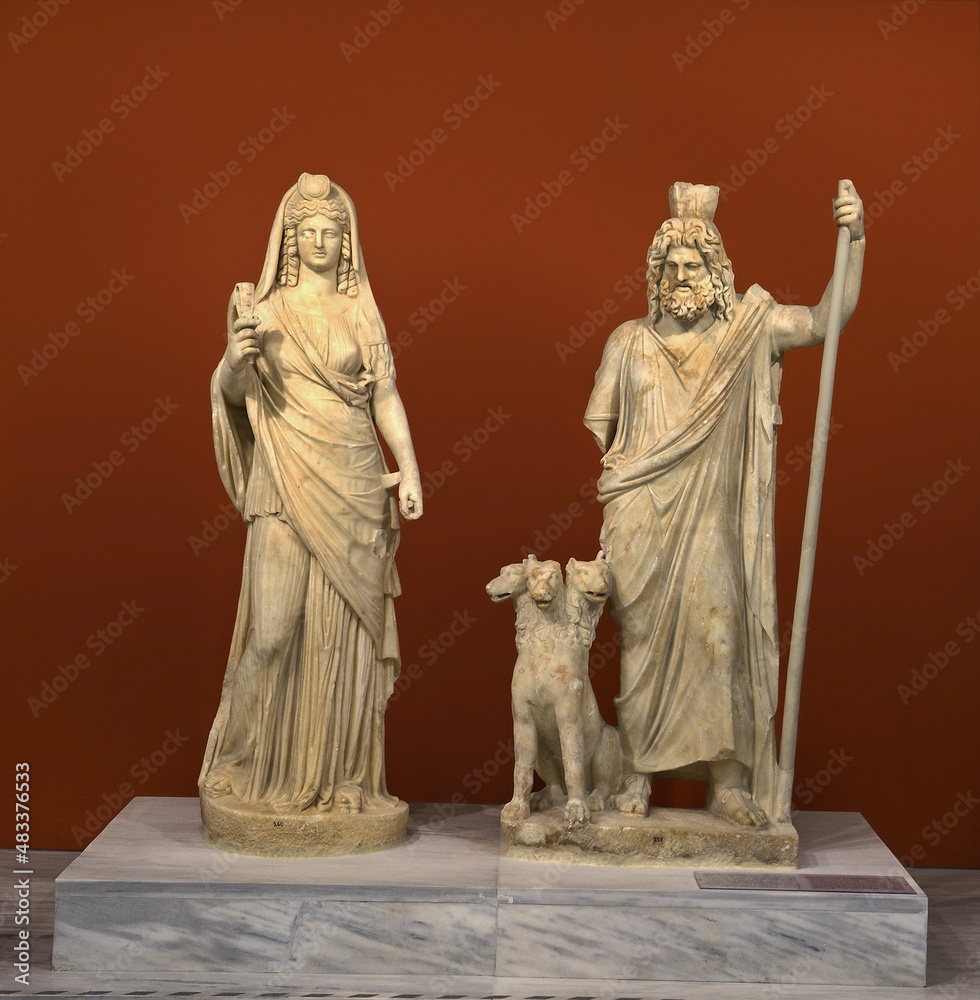 Group of statues with Pluto and Persephone depicted as the Egyptian ...