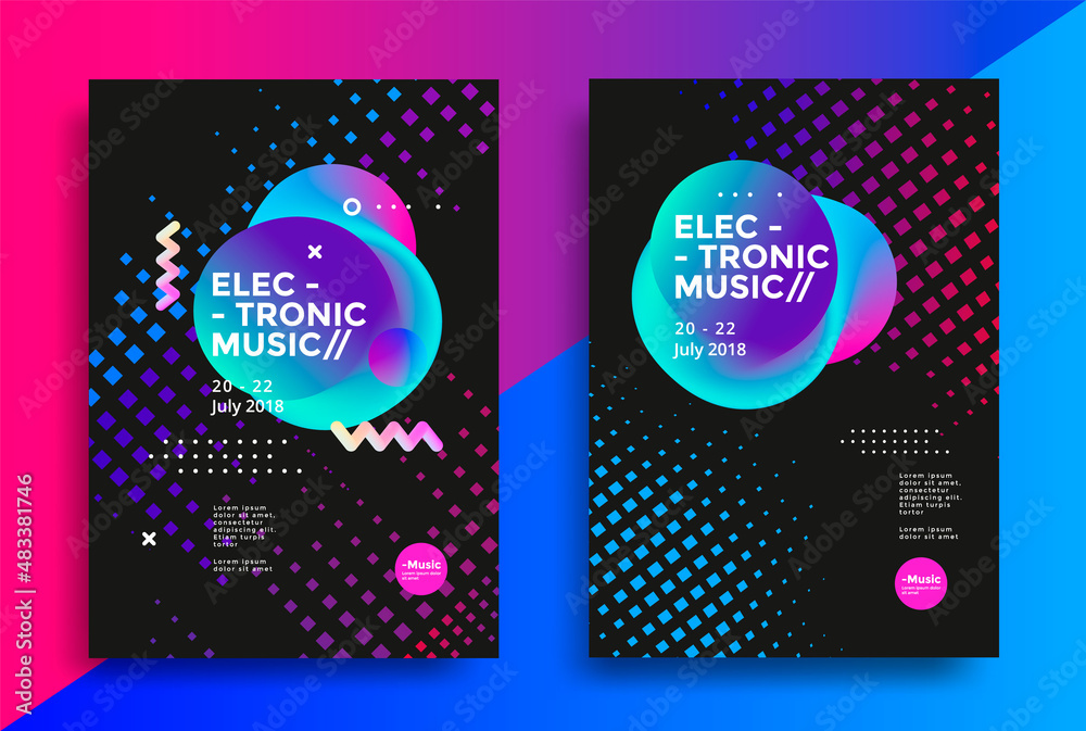 Electronic Music poster design. Sound flyer with modern geometric shape ...