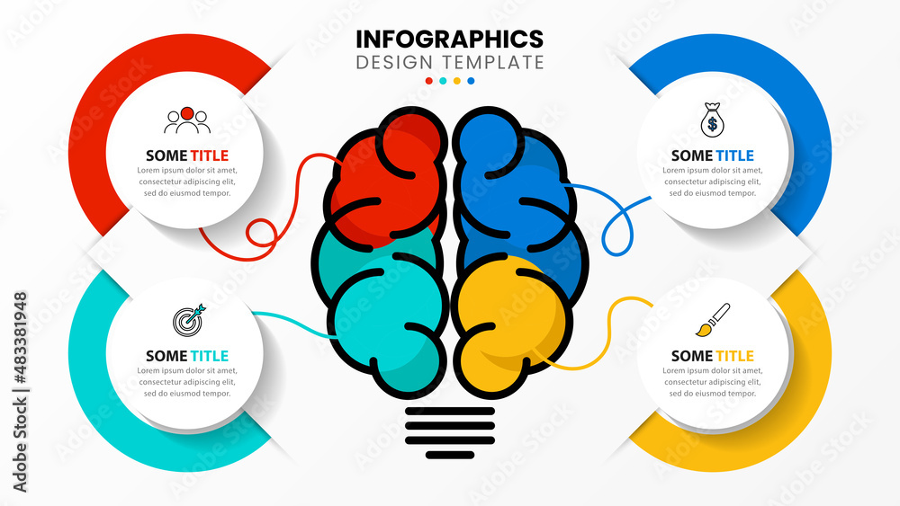 Infographic template with icons and 4 options or steps. Brain Stock ...