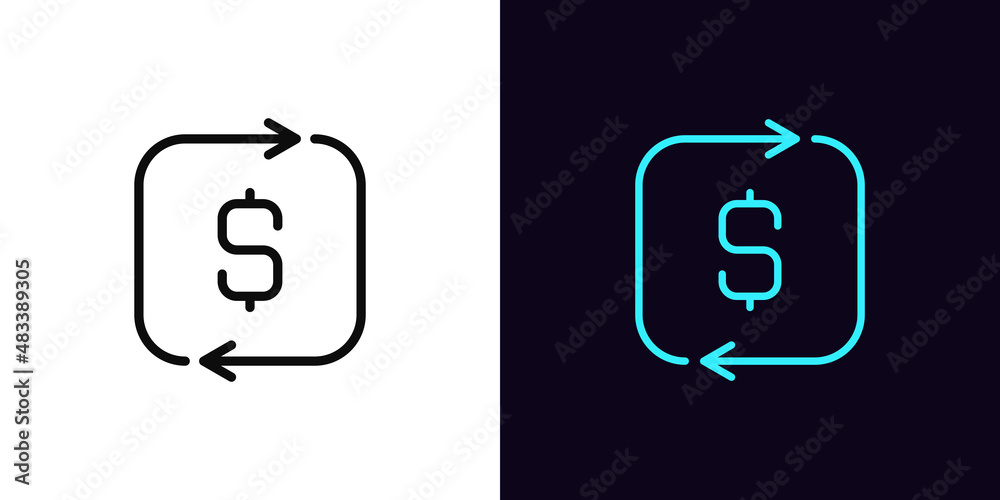Outline cashback icon, with editable stroke. Linear cash back sign ...