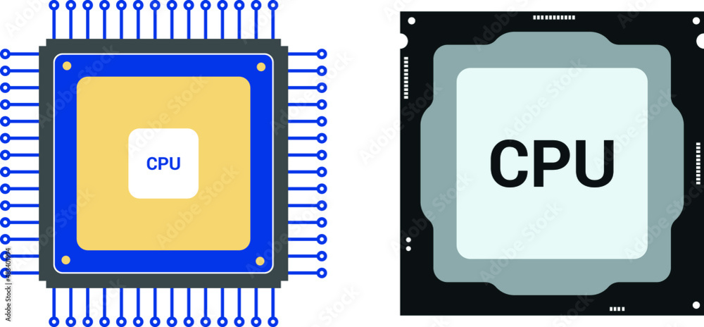 Chip, circuit, computer, cpu, microchip, processor vector icon or logo isolated on transparent ...