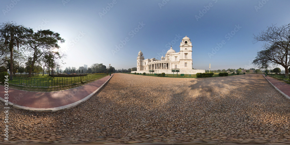 One side of the Queen Victoria Memorial in an equidistant projection, a ...