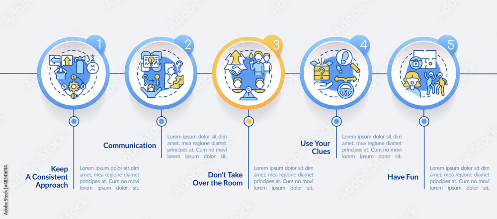 Escape room winning approaches circle infographic template ...