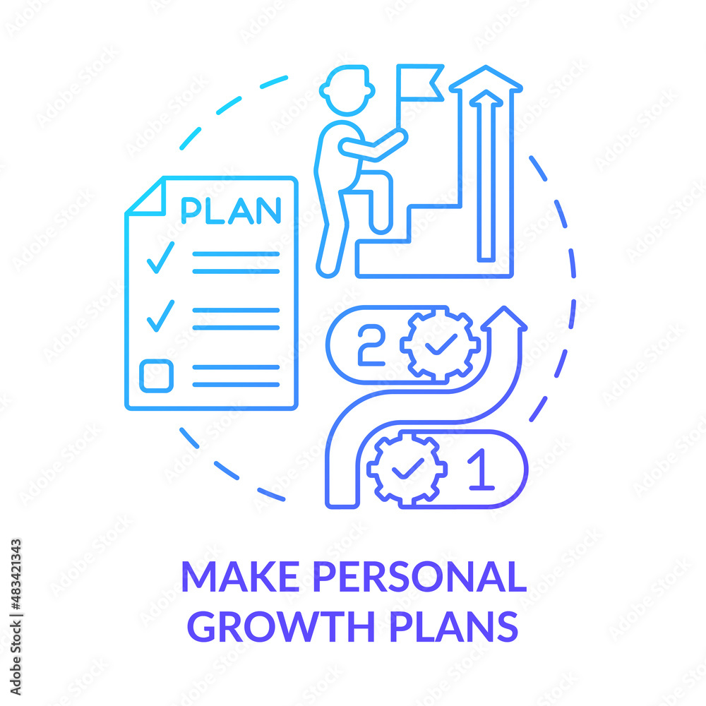 Make personal growth plans blue gradient concept icon. Employee ...