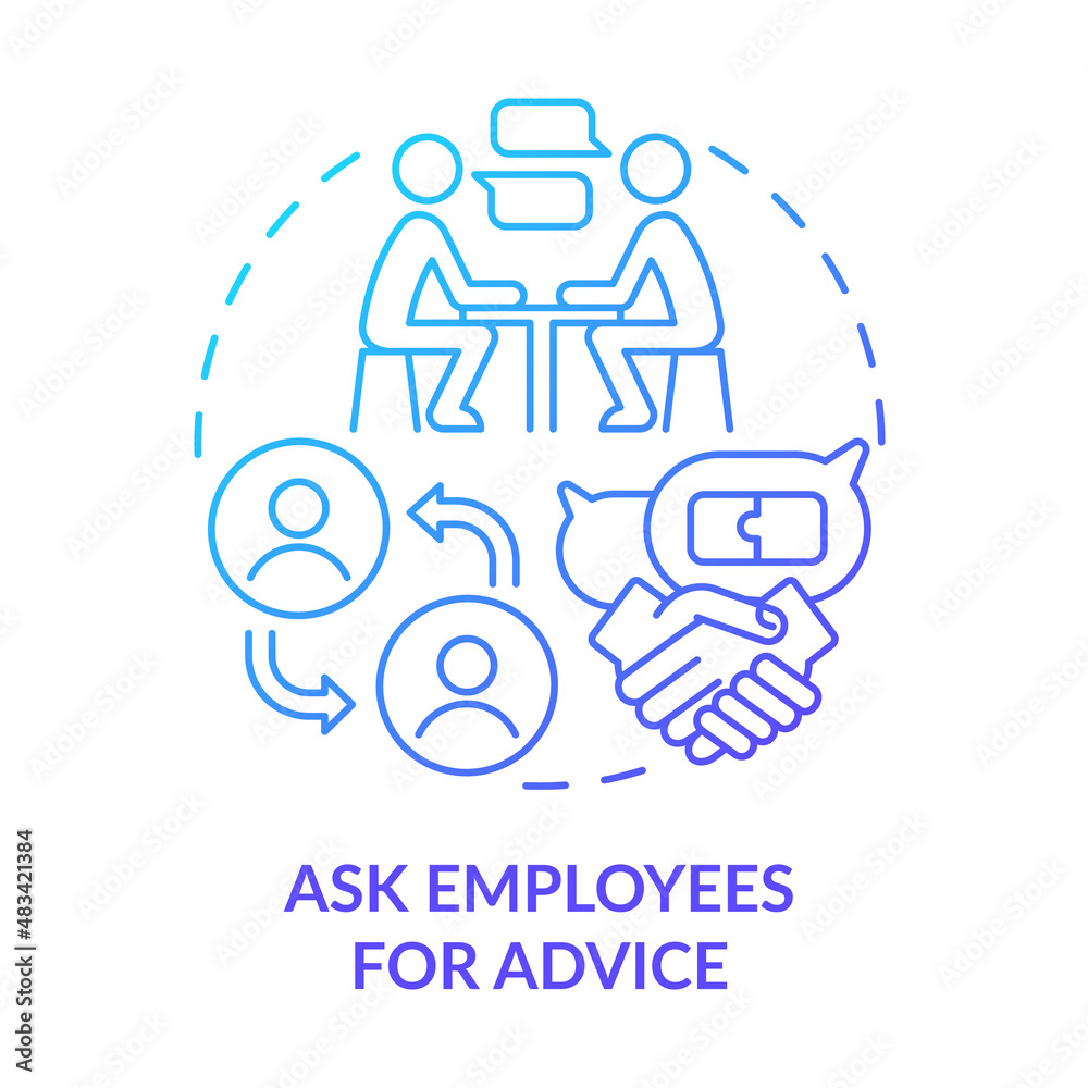 Ask employees for advice blue gradient concept icon. Employee ...