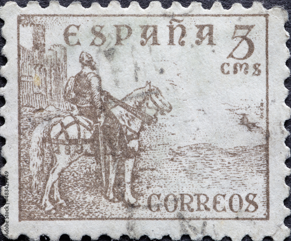 Spain - circa 1938 : a postage stamp from Spain, showing a horse with ...