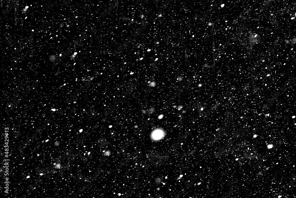 Texture of falling snowflakes on black nackground for use in graphic ...