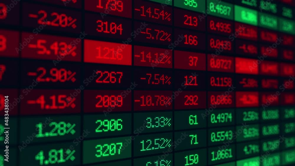 Stock market exchange information with data of price change and volume ...