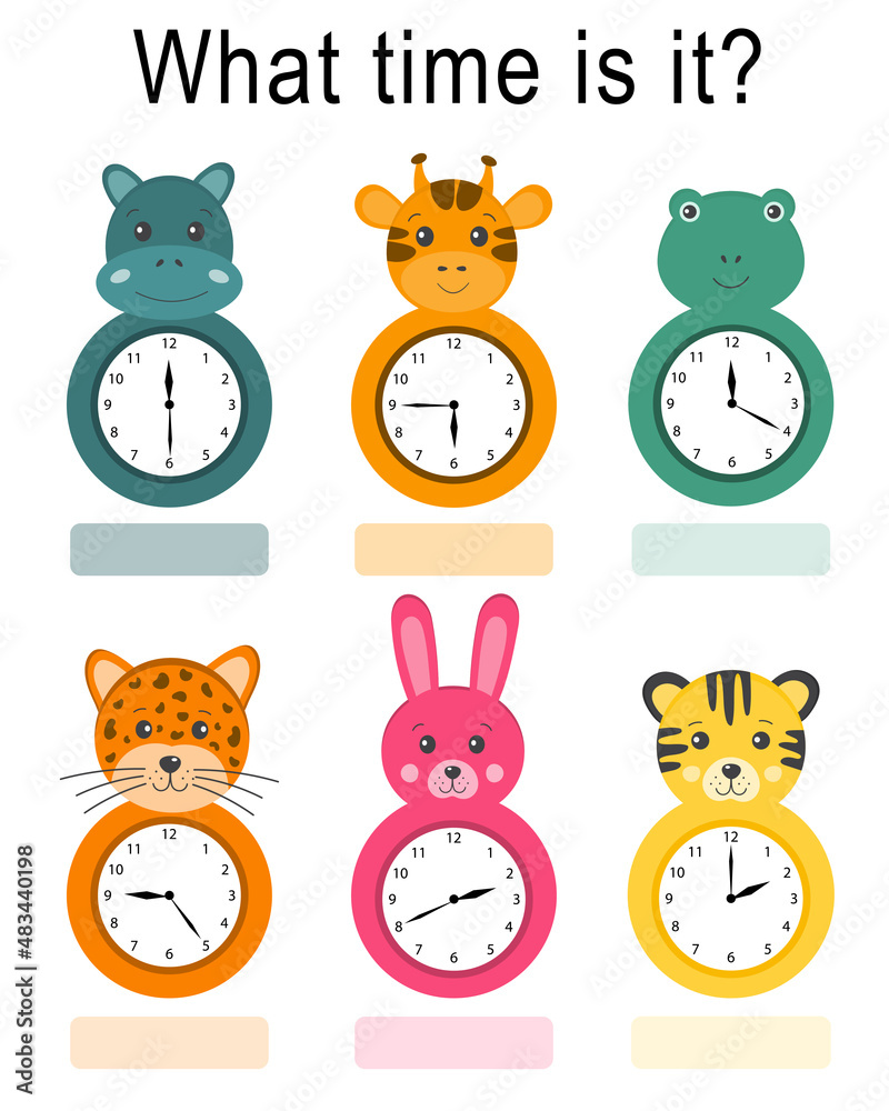 Useful games with clock for preschool children. Tell time set with ...