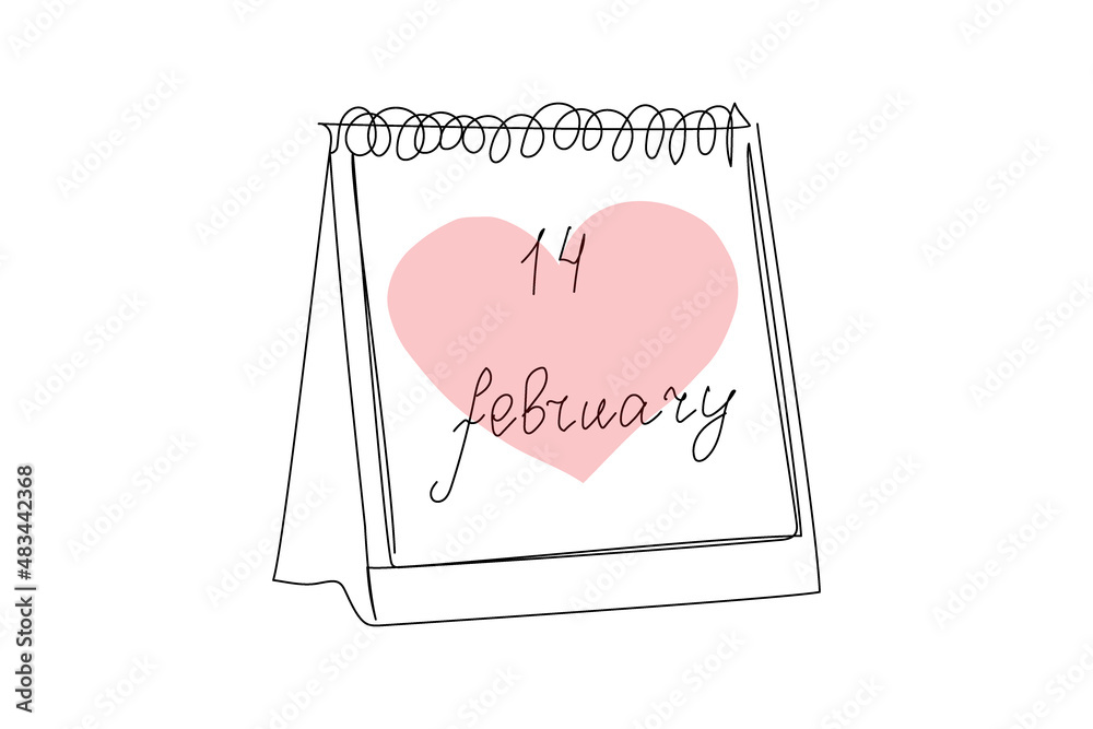 Happy valentines day continuous line drawing. One line art of english ...