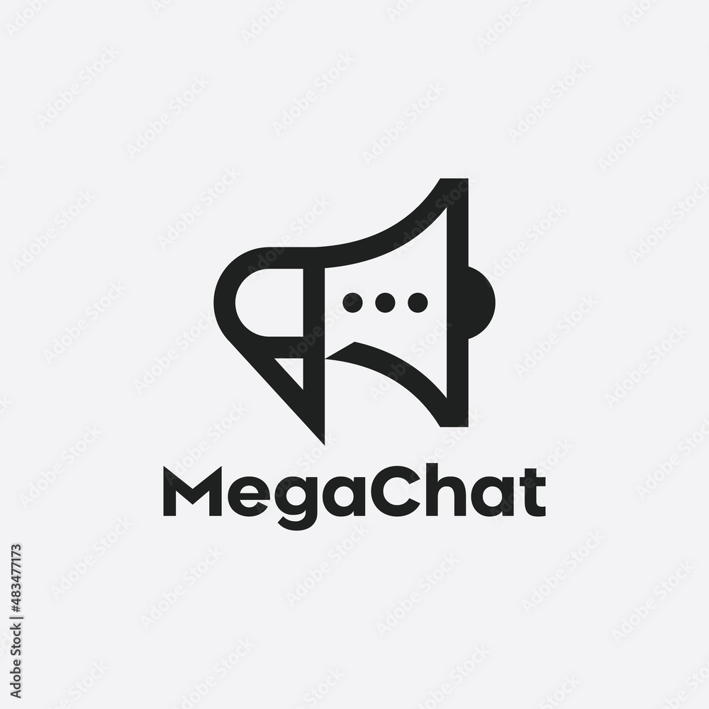 Megaphone talk chat social icon line outline logo design Premium Stock ... Megaphone talk chat social icon line outline logo design Premium Stock ...