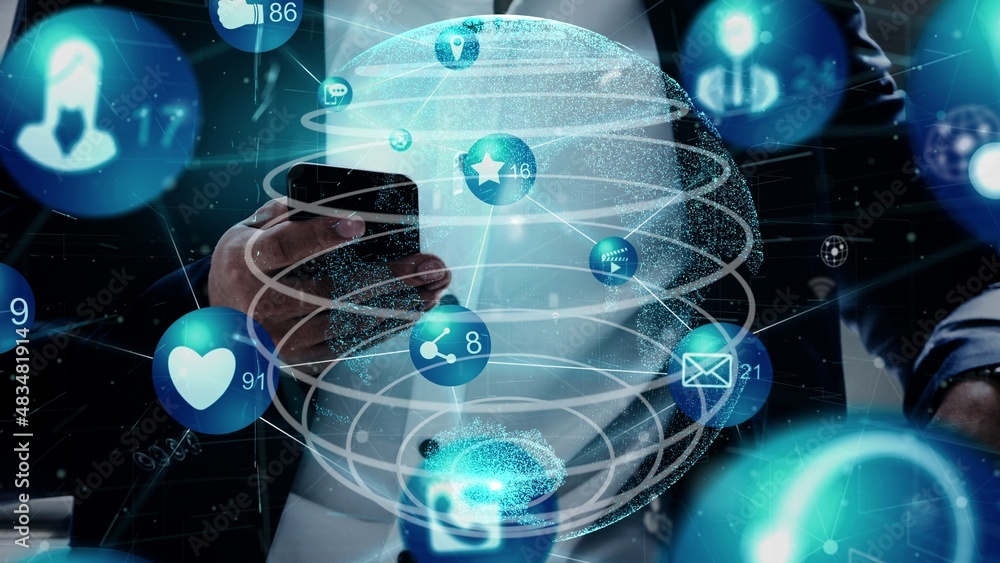 Social media and young people network conceptual . Modern graphic ...