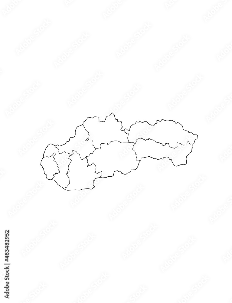 Slovakia Vector Map Showing Country highlighted in White with Black ...