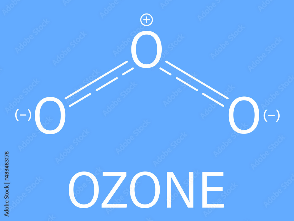 Ozone or trioxygen, O3 molecule, chemical structure. Skeletal formula. Stock Vector | Adobe Stock