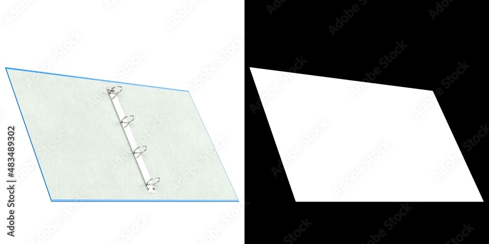 3D rendering illustration of an open ring binder Stock Illustration ...