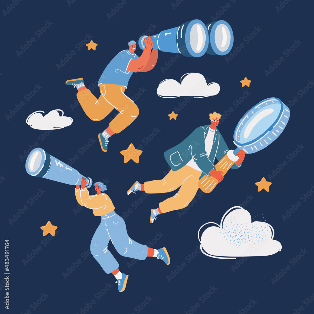 Cartoon vector illustration of Investigation, looking for something ...