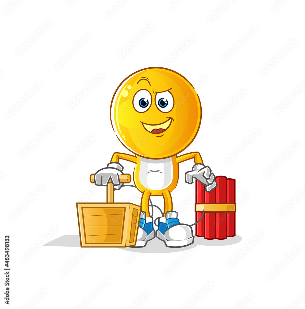 emoticon head cartoon holding dynamite detonator. cartoon vector Stock ...