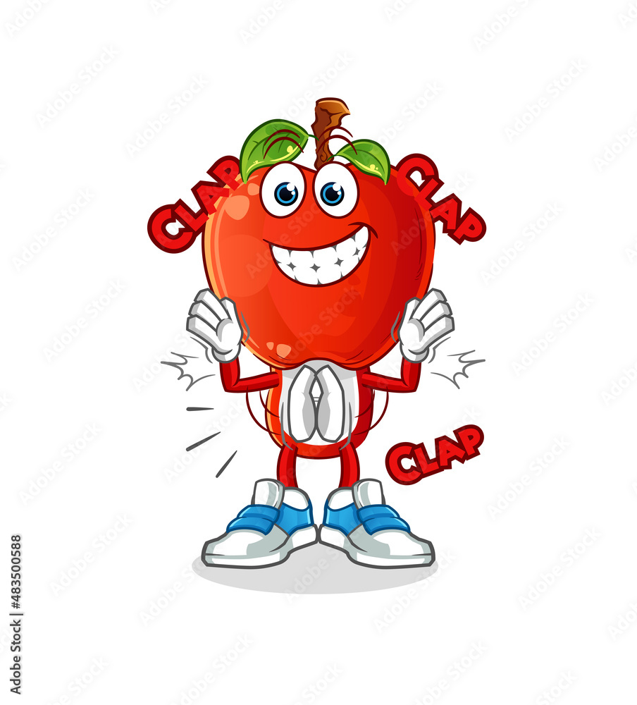 apple head cartoon applause illustration. character vector Stock Vector ...