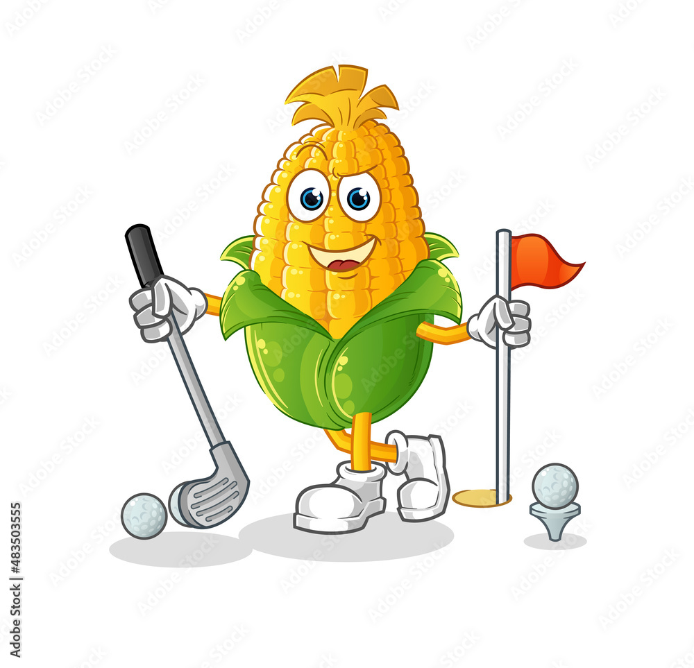 corn playing golf vector. cartoon character Stock Vector | Adobe Stock