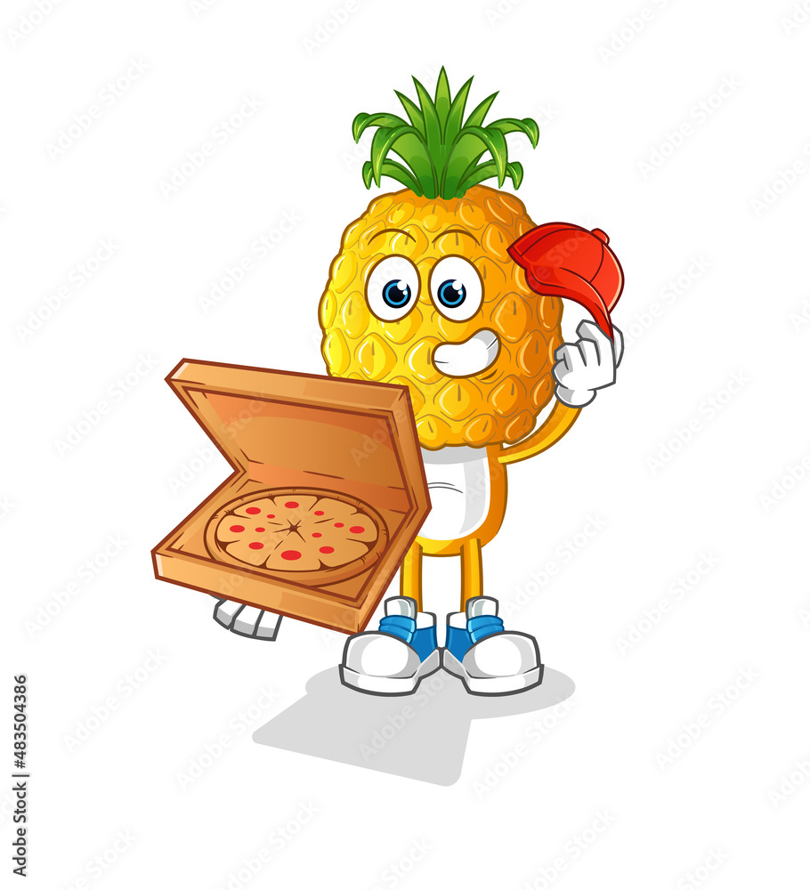 pineapple head cartoon pizza delivery boy vector. cartoon character ...